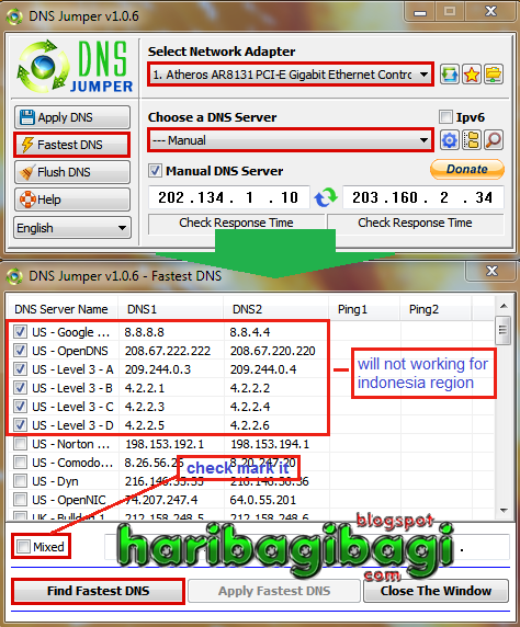 haribagibagi: Configuring DNS Jumper into your PC Settings