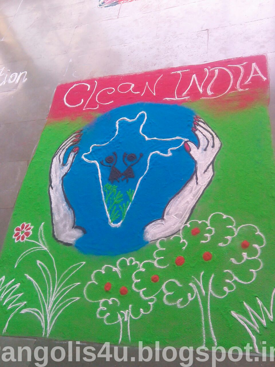 Beautiful Rangoli Designs: Clean India Theme Rangoli