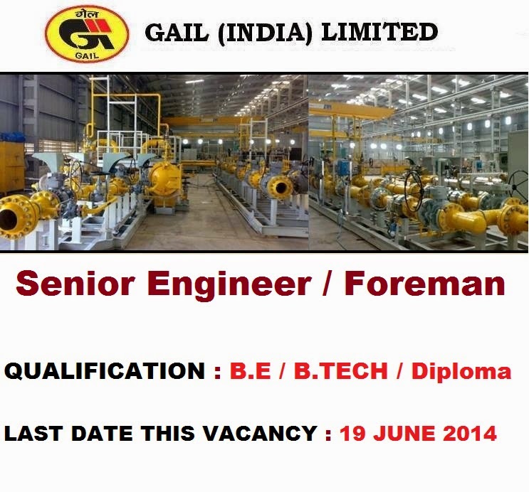 GAIL RECRUITMENT 2014 APPLY ONLINE (SENIOR ENGINEER, FOREMAN - 85 ...