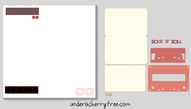 Under A Cherry Tree: Jin's In-lay die-cut Cassette Tape cards