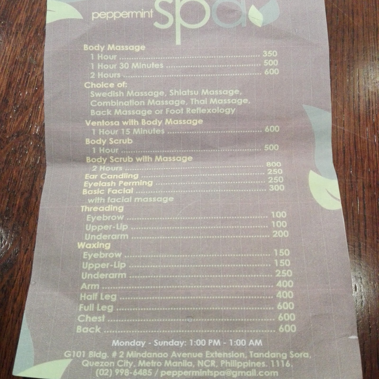 Peppermint Spa, Mindanao Ave., Quezon City - Swedish Massage 2