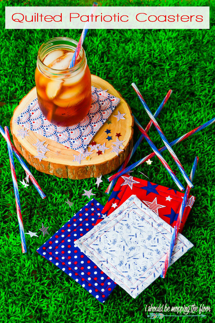 DIY Quilted Patriotic Coasters | i should be mopping the floor