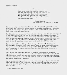 Travelling Typist: typewriter comparison: Olympia SM7 to Olivetti ...