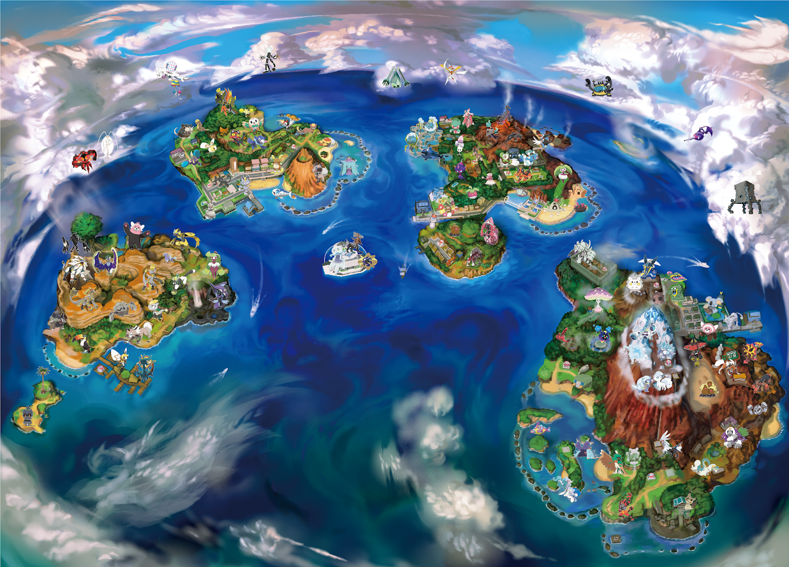 Pokemon y Fakemon: Mapa de Alola, estilo LGPE