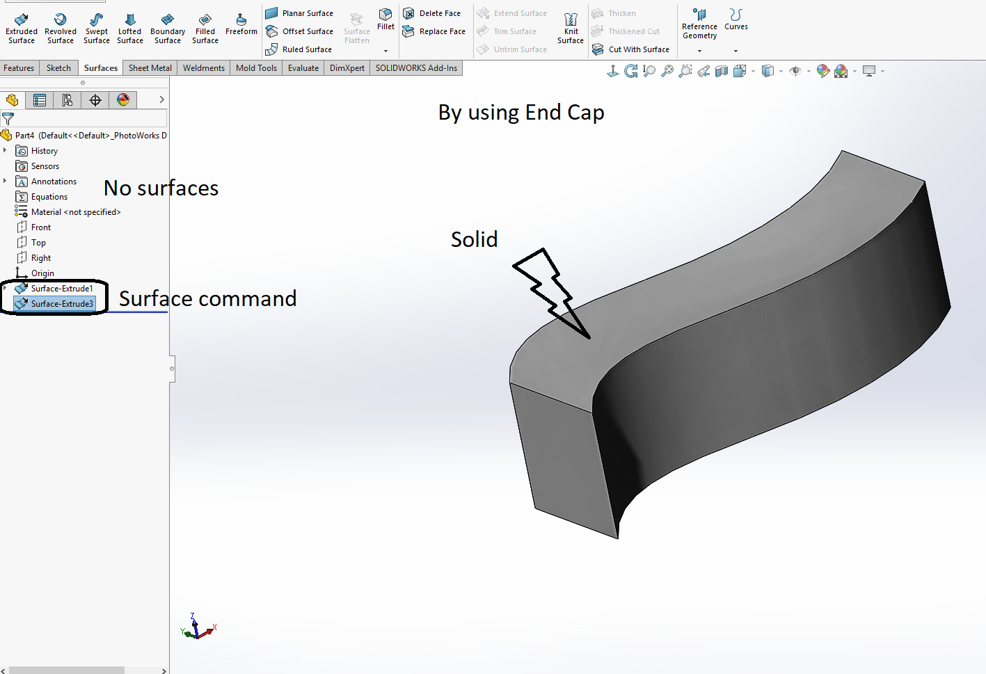 Design Tech Academy: Surface Extrude in Solidworks