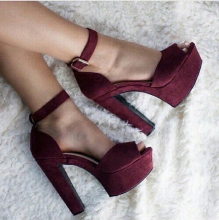 Maroon Platform Heels