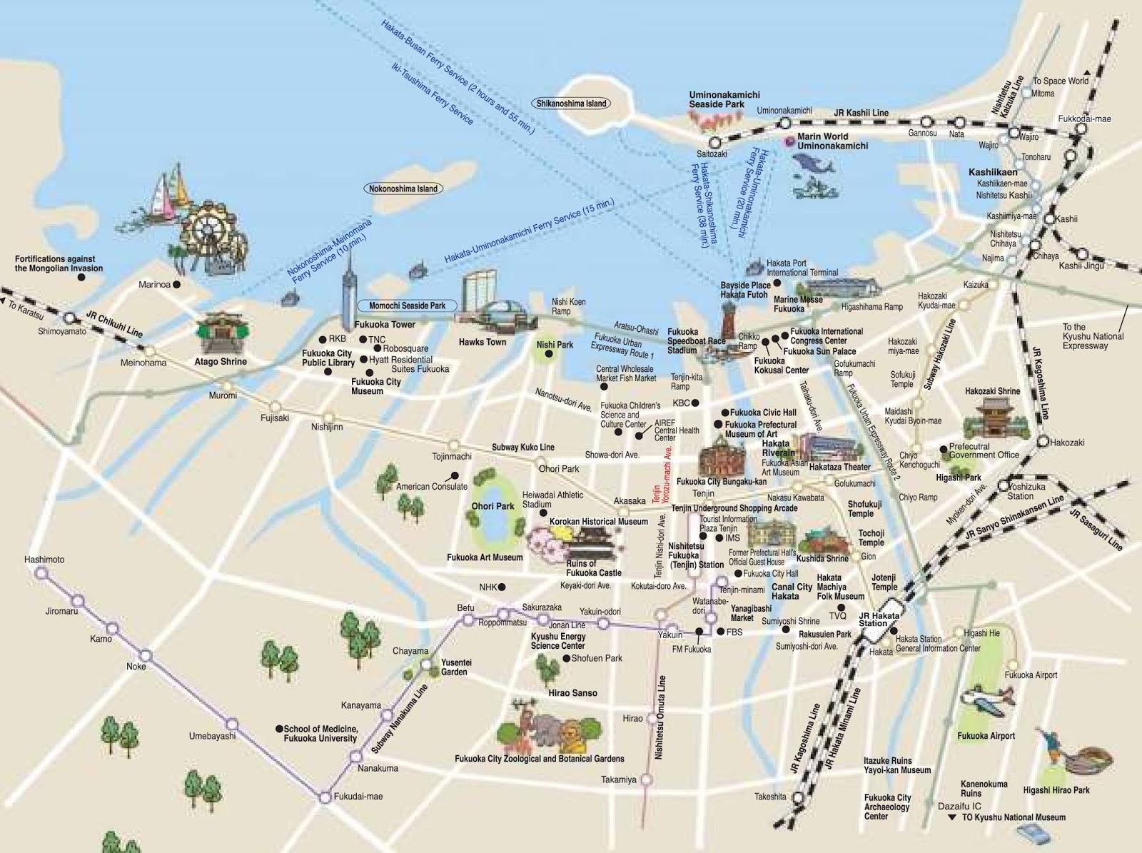 แผนที่ฟูกุโอกะ - Fukuoka City Map