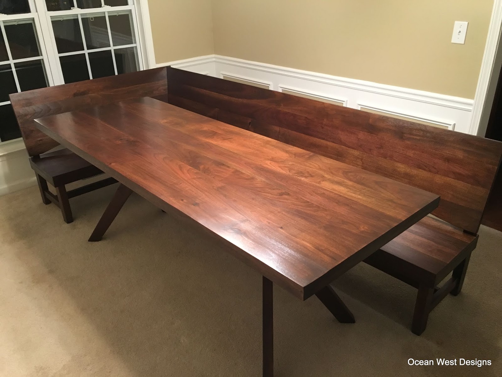 Ocean West Designs: "CAMARILLO" Modern Walnut L-Shaped Bench