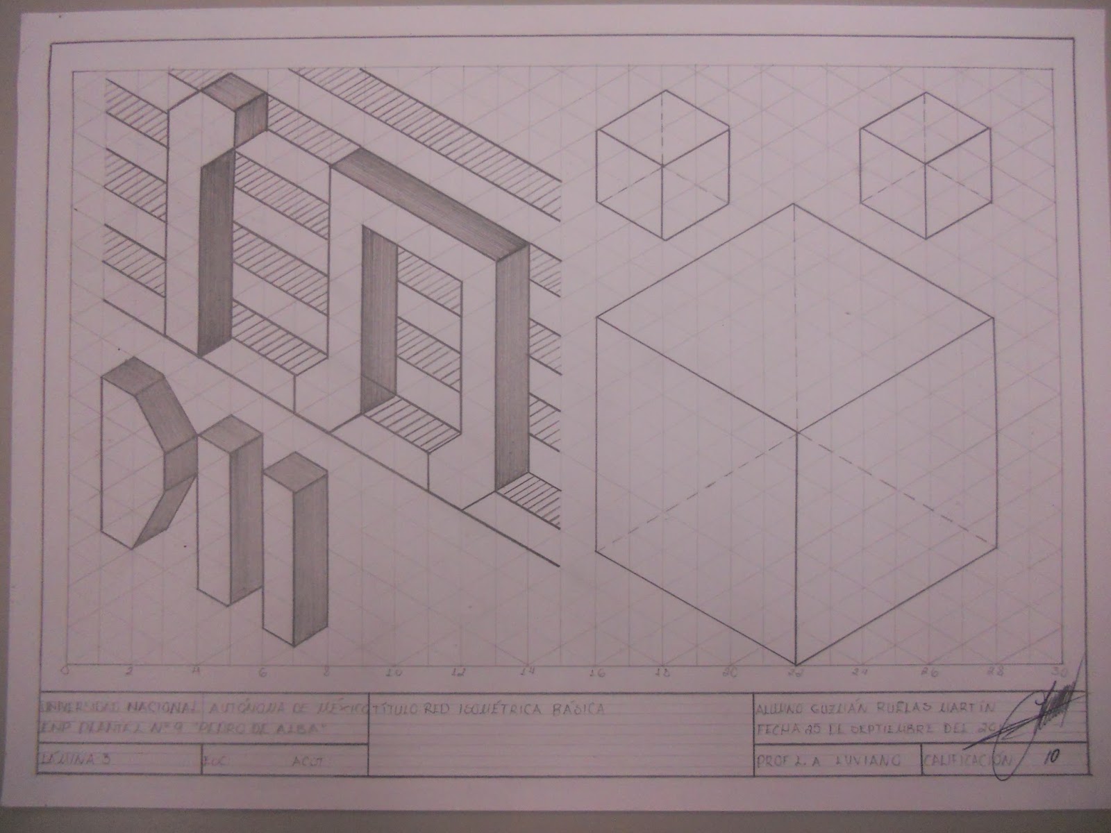 DIBUJO CONSTRUCTIVO II : LÁMINA 3, RED ISOMÉTRICA BÁSICA