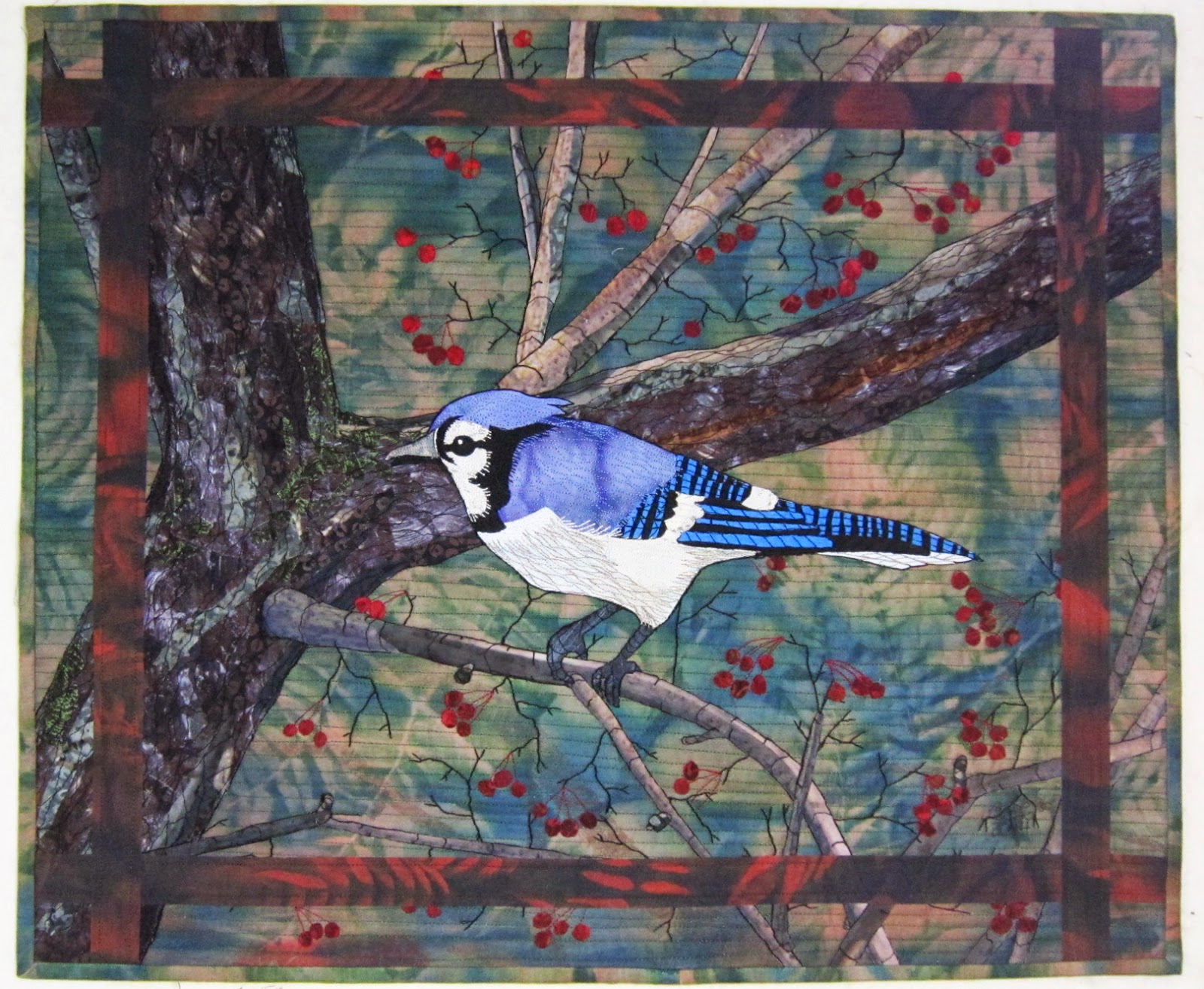 Barbara Strobel Lardon Art quilts: THE BLUE JAY