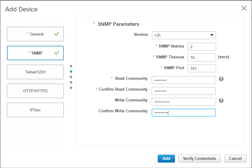 Journey to Wireless & Data Center : Adding a SNMP configured device ...