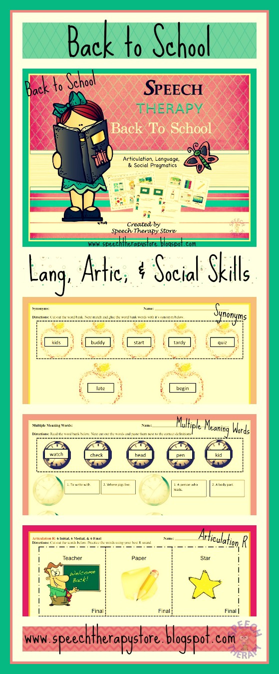 Speech Therapy: Back to School SALE!