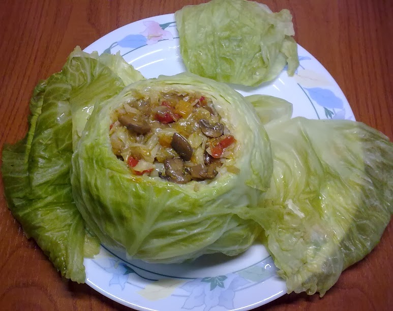 vegana y compañía: REPOLLO AL HORNO CON RELLENO DE OTOÑO