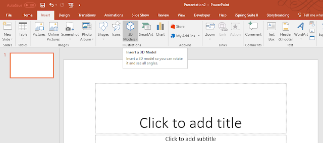 Cara Mengaktifkan Insert 3D Object pada PowerPoint 2016 - Kelas Virtualku