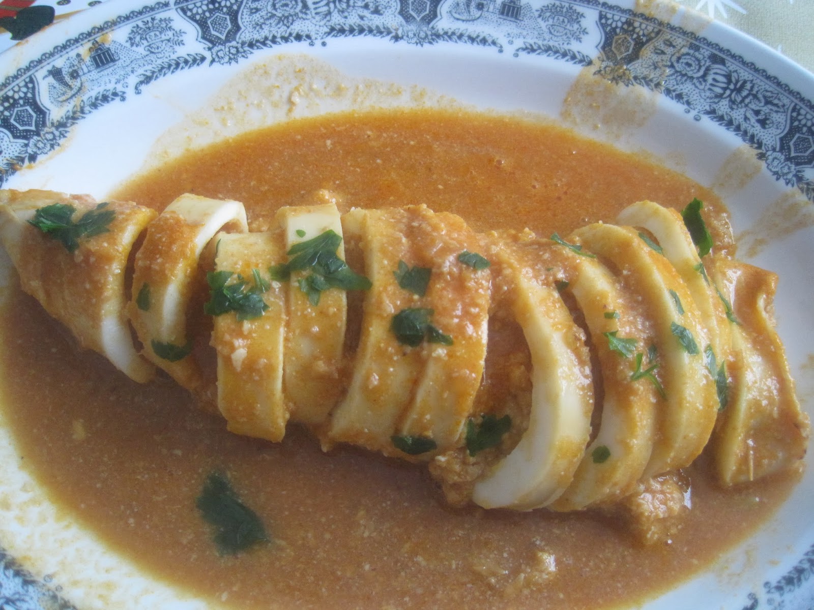 Recetario de Anabel: Calamar gigante relleno de gambas