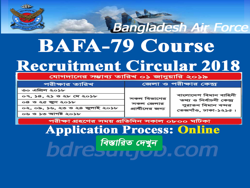 Bangladesh Air Force BAFA-79 Course Cadet Recruitment Circular 2018 ...
