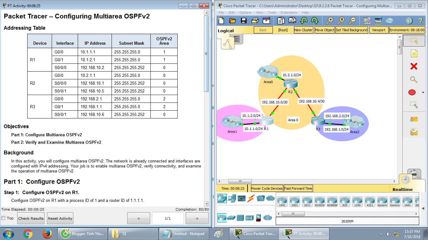Ccnav6 S3 9226 Packet Tracer Configuring Multiarea Ospfv2