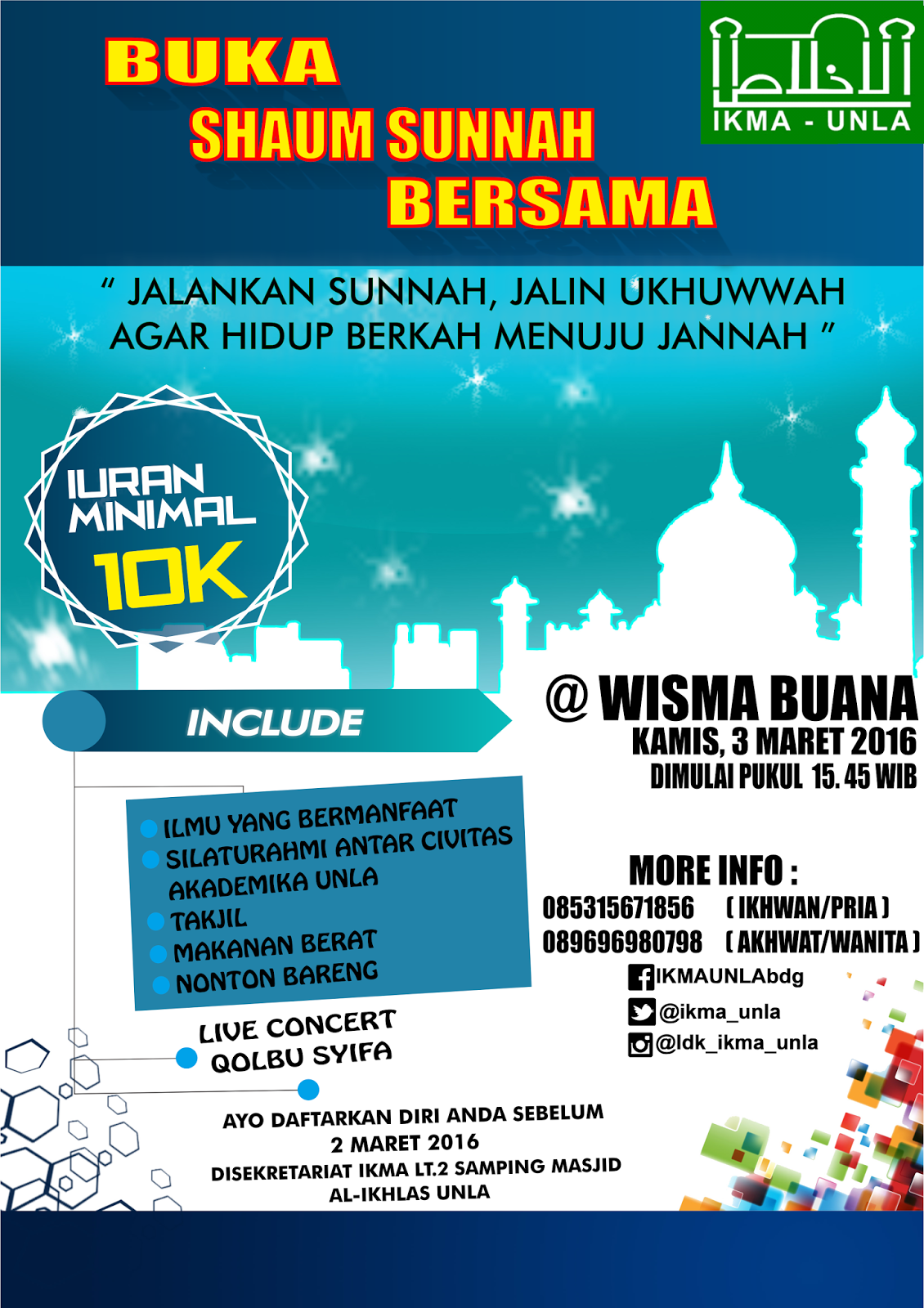 Buka Shaum Sunnah Bersama 2016 ~ IKMA UNLA