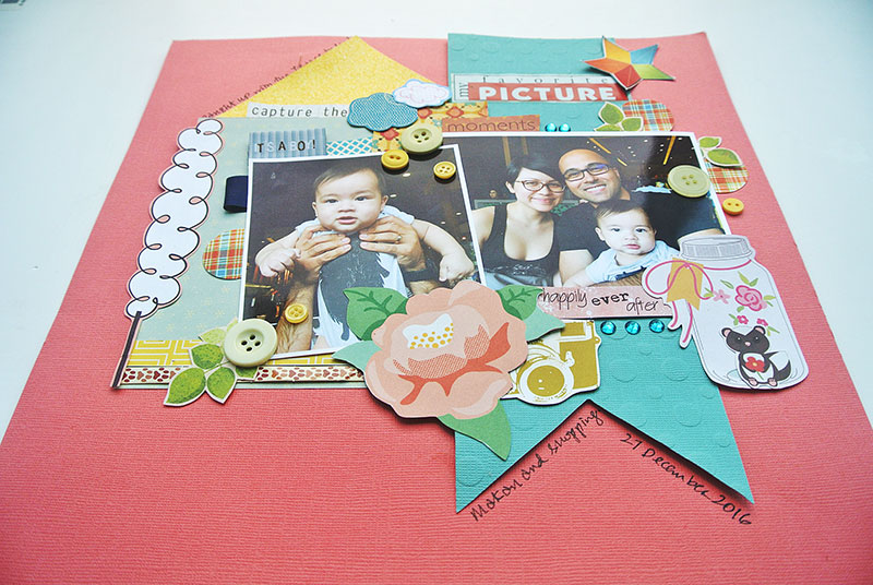 Do More With Less: How many paper scrap pieces did I use on my layout?