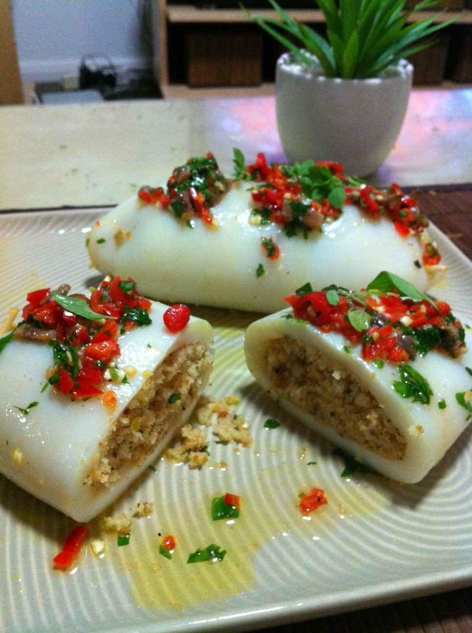 Dishing Up The World: Squid stuffed with Ricotta, Breadcrumbs, Chilli ...