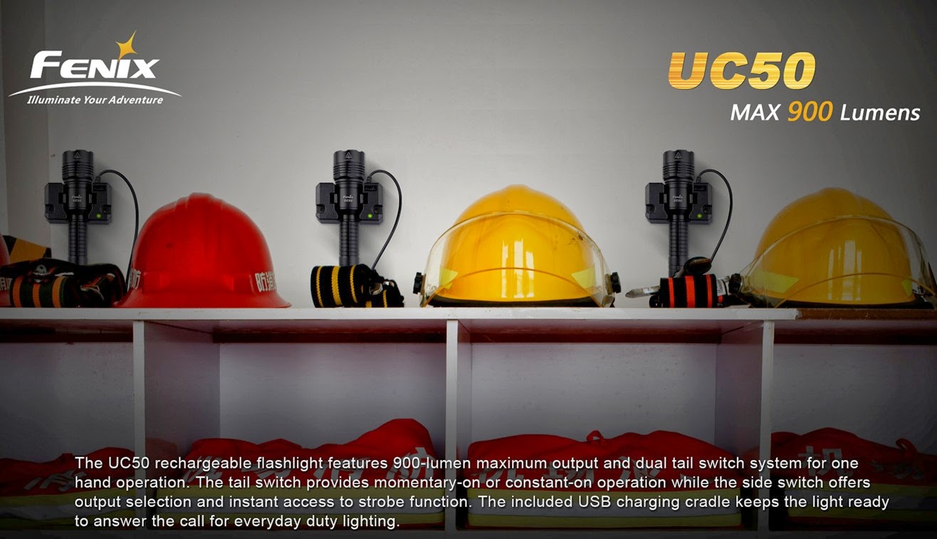 Fenix UC50 rechargeable flashlight(900 lumens, charging cradle ...