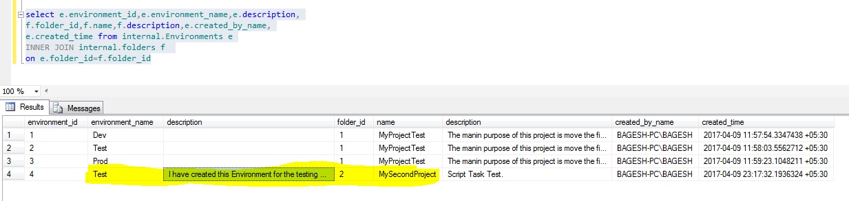 Microsoft Business Intelligence: Environments table in SSISDB