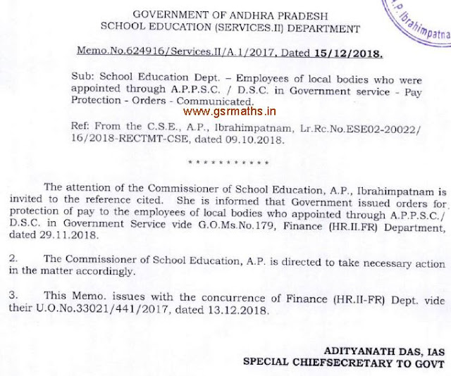 Pay Protection to Employees of local bodies who were appointed through ...