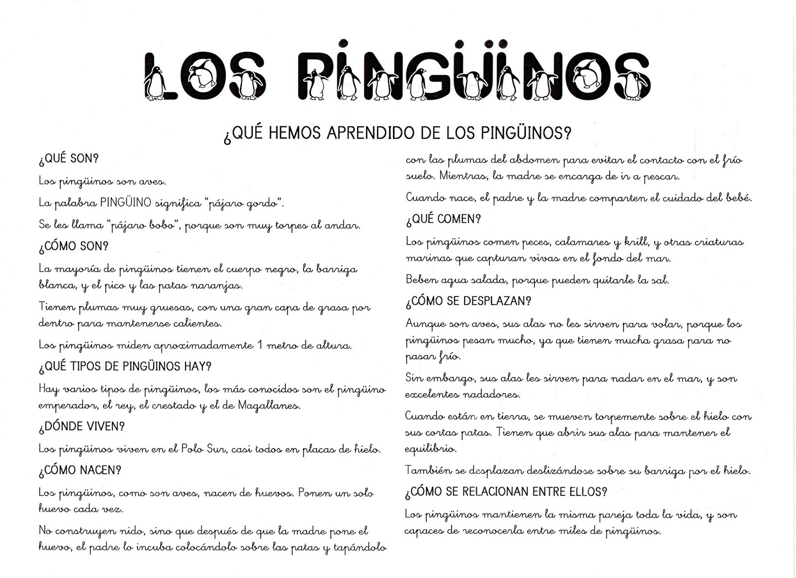 Juntos descubrimos el mundo: PROYECTO: "LOS PINGÜINOS"