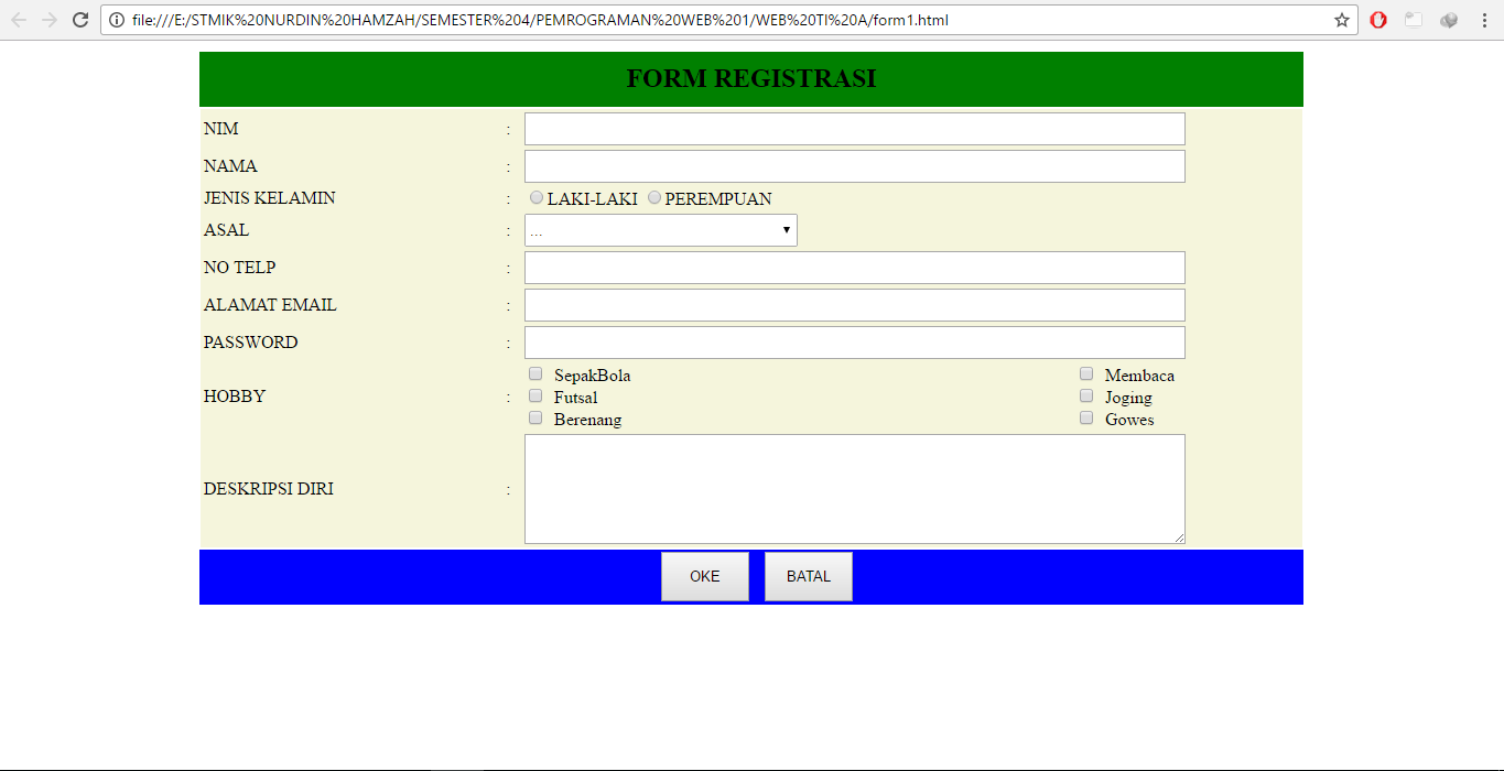 Membuat FORM Pendaftaran dengan HTML ~ Ande-Kun