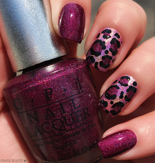 MANI MONDAY: Raspberry Holo Leopard Print Nails - Prairie Beauty