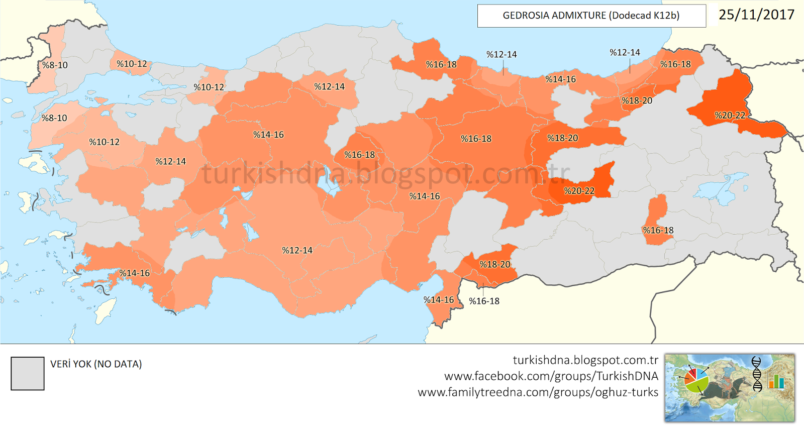 Distribution maps of autosomal admixtures in Turkey