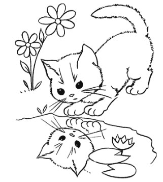 Coloring 7 Picture of Cute Cats - LEARNING TO SUPPLY