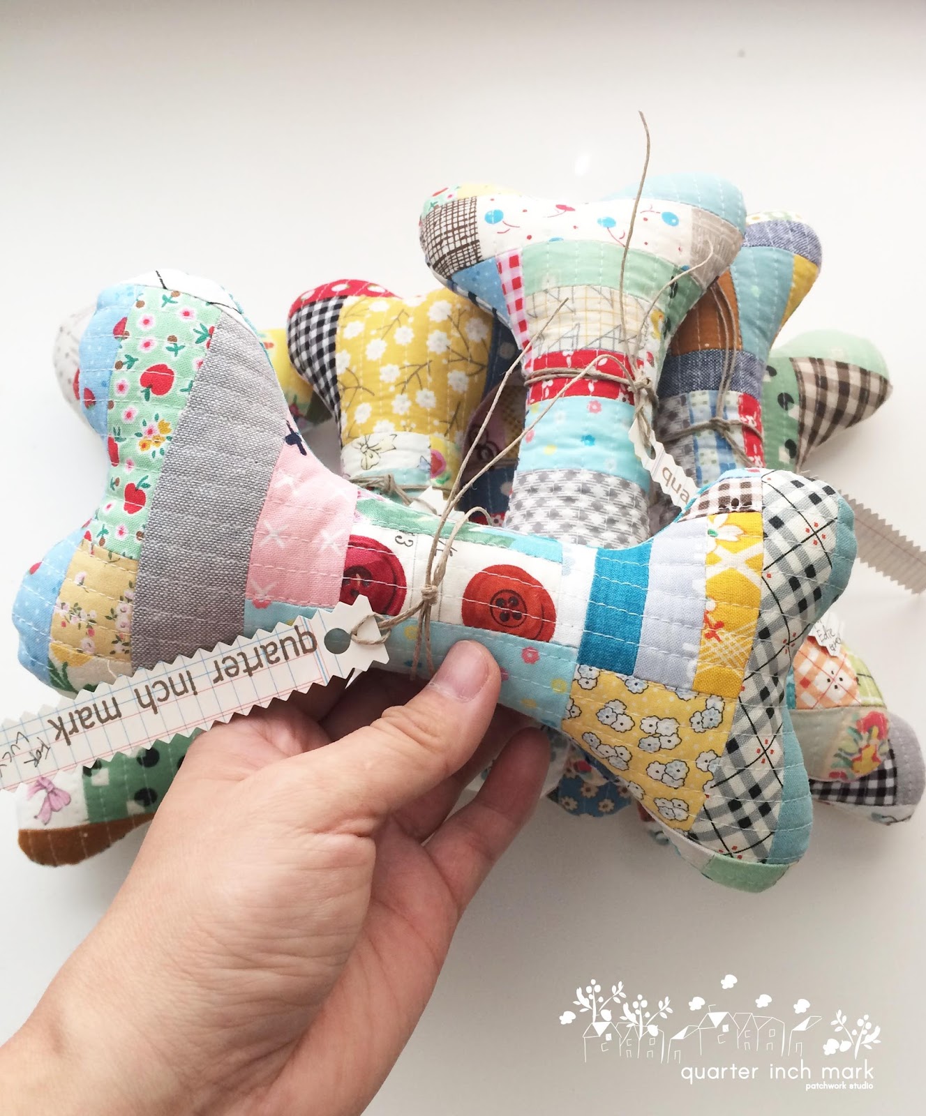 1/4" mark: Lucky Bone Patchwork Toy Sewing Pattern