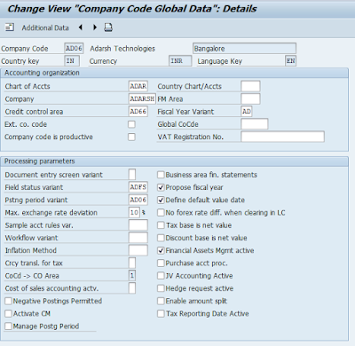 SAP FICO Central: Enter Global Parameters for Company Code OBY6