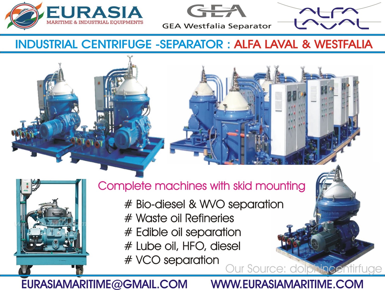 Alfa Laval oil Purifiers , Westfalia Separator & Spares, Industrial ...