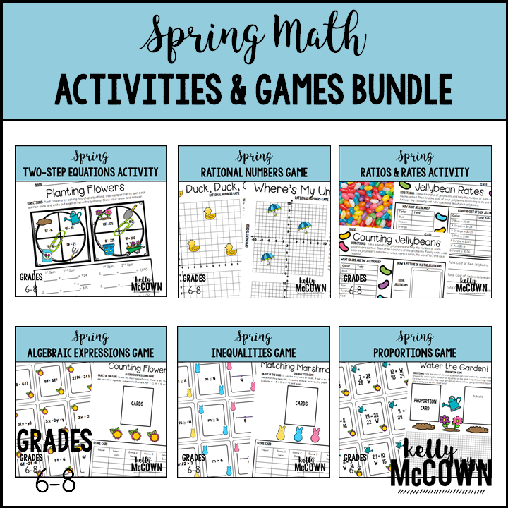 Kelly McCown: Spring Middle School Math Activities & Games BUNDLE