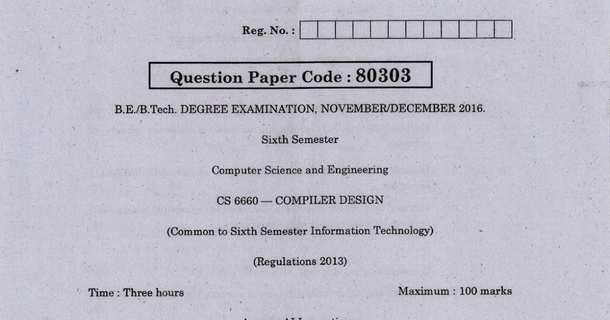 CSE Notes : CS6660 Compiler Design