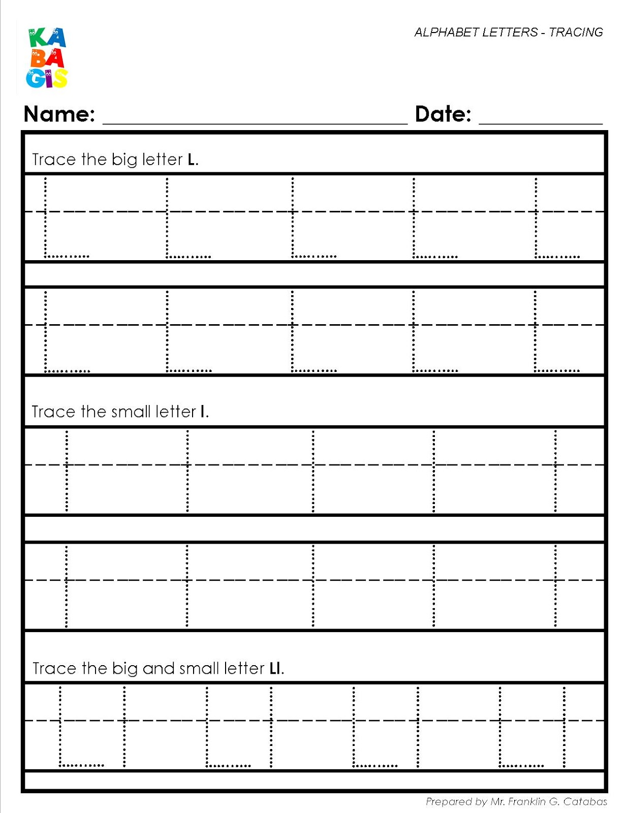 Kabagis: Alphabet Letters - Tracing A - Z