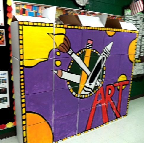 Art With Mr. E: PROGRESS ON THE STACKED BOX MURAL