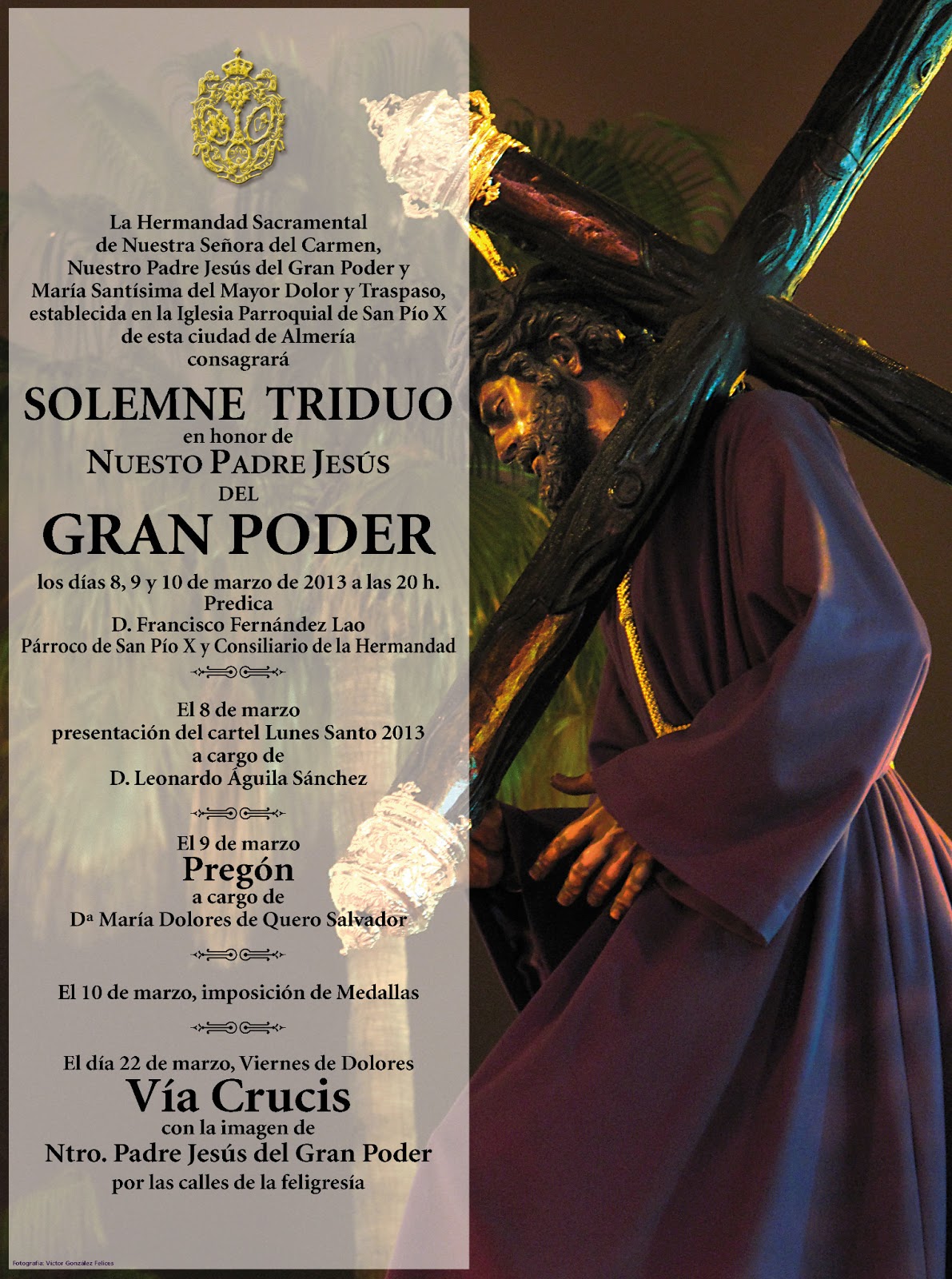 Hermandad del Gran Poder de Almería: Cartel de cultos