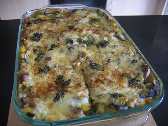 Morsels and Musings: budin azteca - mexican vegetarian casserole