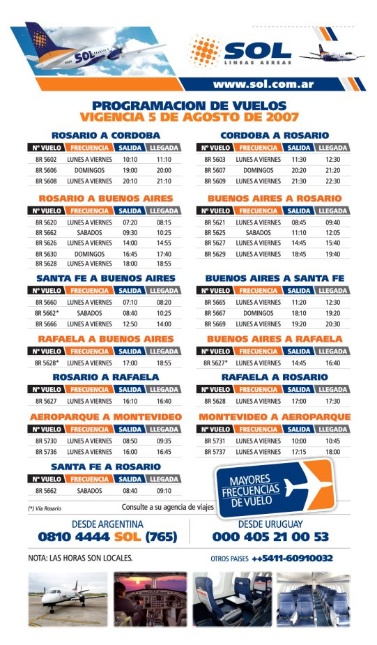 Airline memorabilia: Sol Líneas Aéreas (2007)