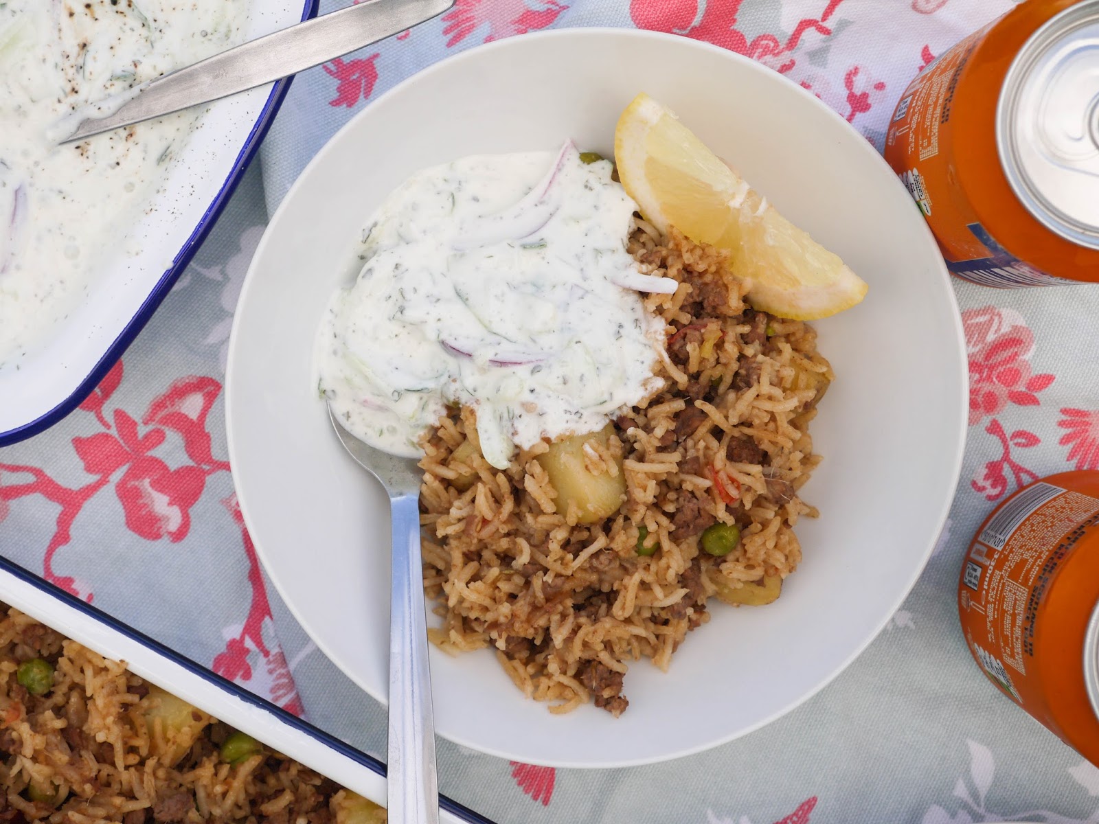 This Muslim Girl Bakes: Lamb Keema Pulao with Cucumber Onion Raita.