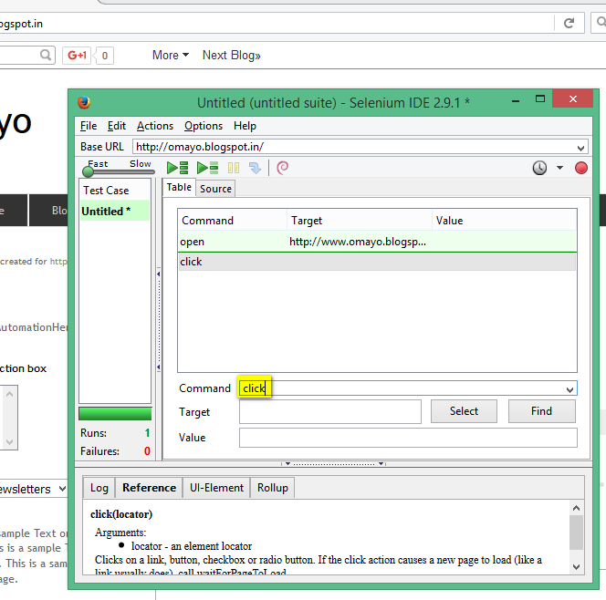 Selenium By Arun Using Click Command In Selenium Ide For Clicking A Button