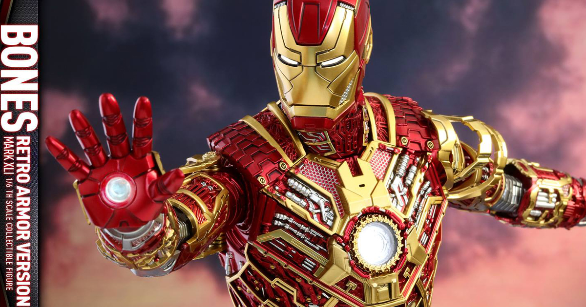 Hot Toys《鐵甲奇俠3》「紅金」Iron Man Mark 41 Bones (Retro Armor Version)1：6 比例珍藏 ...