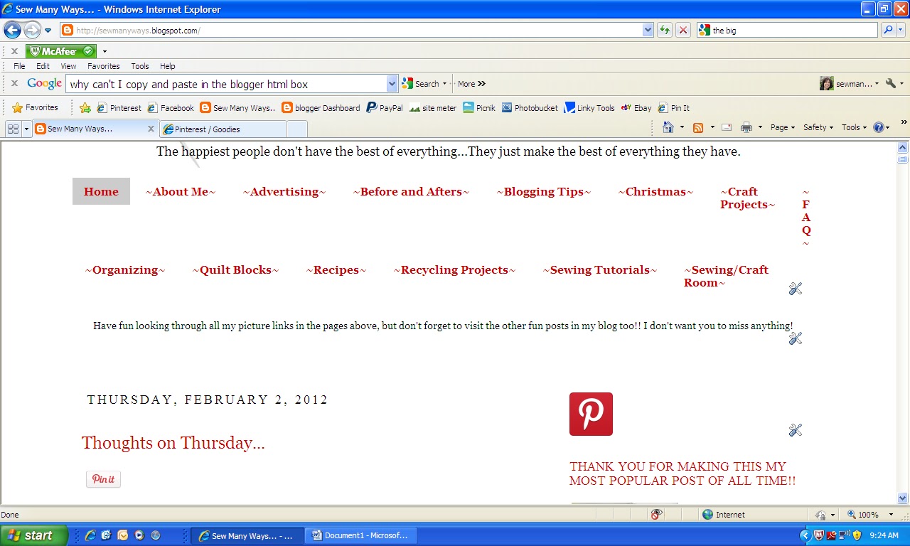 Sew Many Ways...: Blog Buddy...How To Add Your Follow Me Pinterest Button