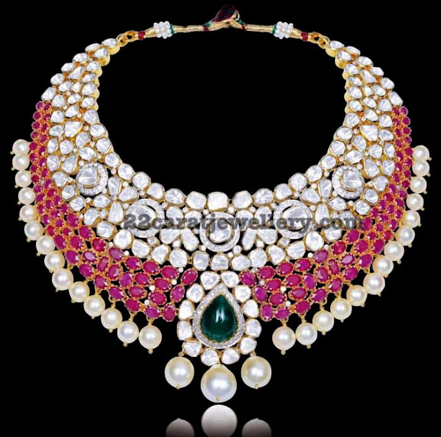 Two Rows Grand Ruby Diamond Set - Jewellery Designs