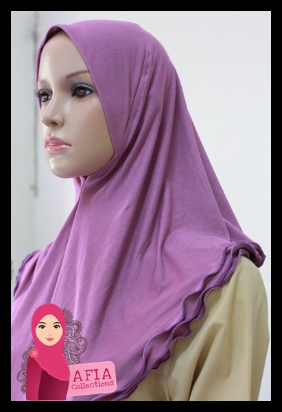 AFIA COLLECTIONS: Tudung Denim Triple Curly( Ruffles) -L