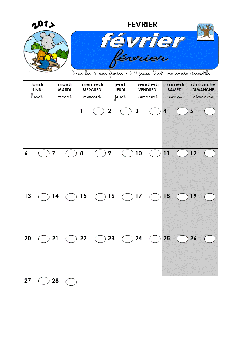 En classe avec Ludo: calendrier