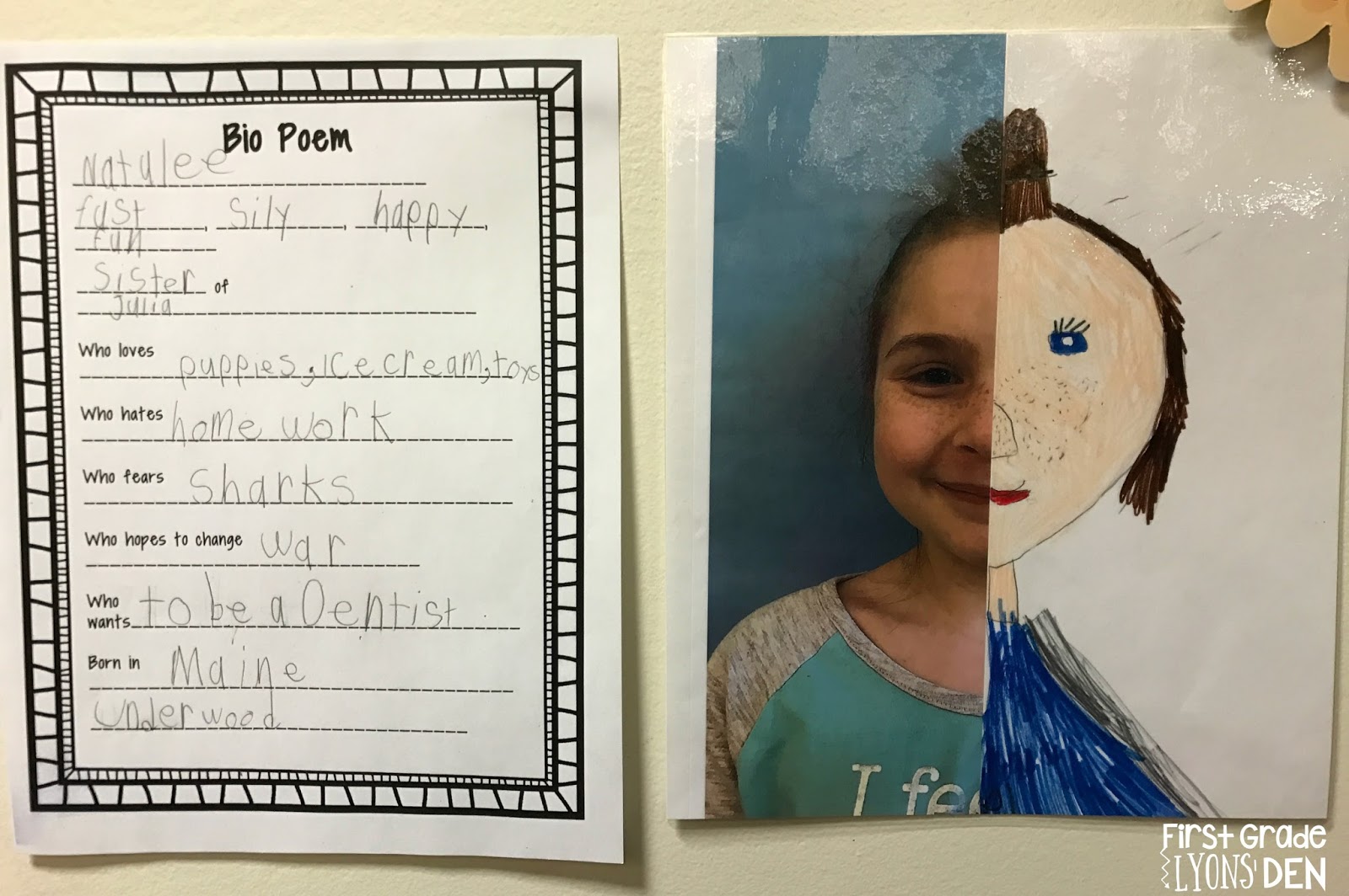 First Grade Lyons' Den: Check Out our Bio Poems and Portraits